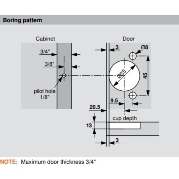 Blum 1-9/16 inch Overlay 39C Compact 110 Degree Face Frame Concealed ...